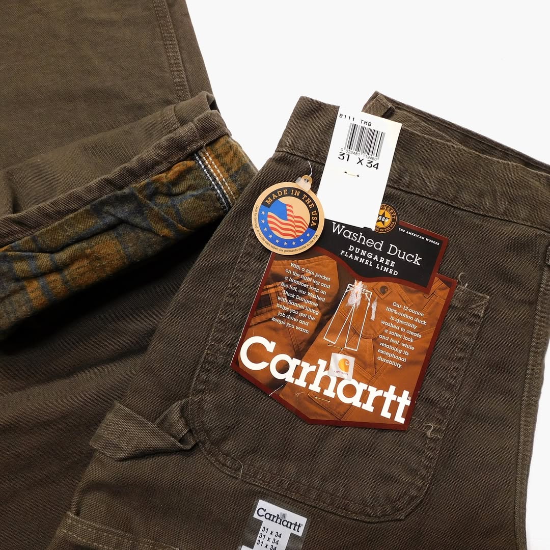 2000's Deadstock Carhartt B111 Flannel Lined Duck Work Pants made in U ...
