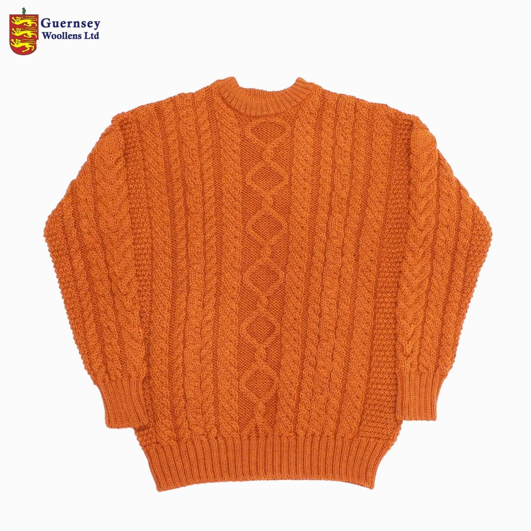 Guernsey Woollens Crew Neck Aran Sweater made in Guernsey British Isle ...